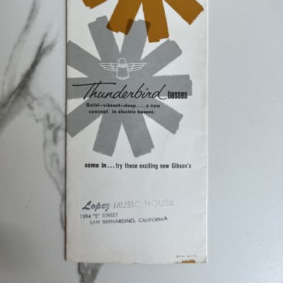 Circa 1964 Gibson Thunderbird Firebird Custom Color Chart | Reverb UK