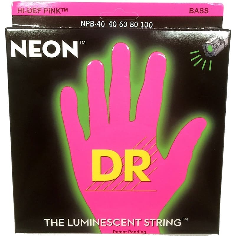 DR Strings Hi-Def Neon Pink Colored Bass Strings: Light | Reverb