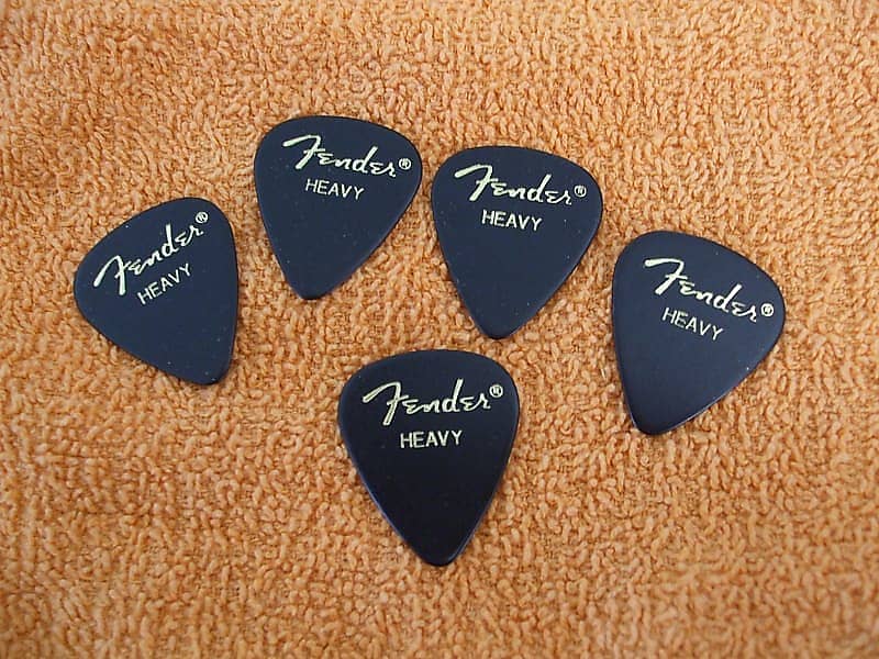 Fender Black 351 Celluloid Heavy Guitar Picks Set of 5 ZCD | Reverb