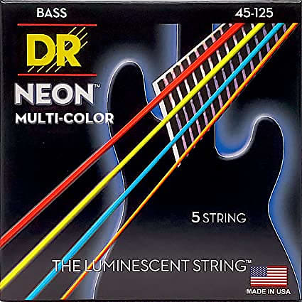 DR Neon Multicolor NMCB5-45 5-String Bass Strings, Neon | Reverb