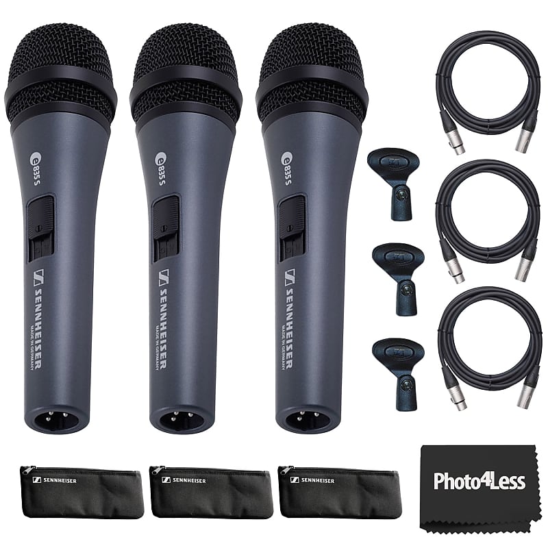 Sennheiser 3-PACK E835-S Dynamic Vocal Microphone, Bundle | Reverb