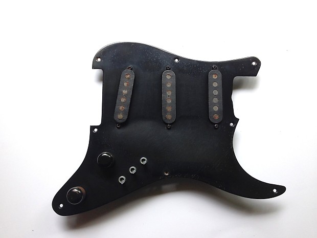 Schecter F400 Loaded Brass Stratocaster Pickguard Black 3x | Reverb