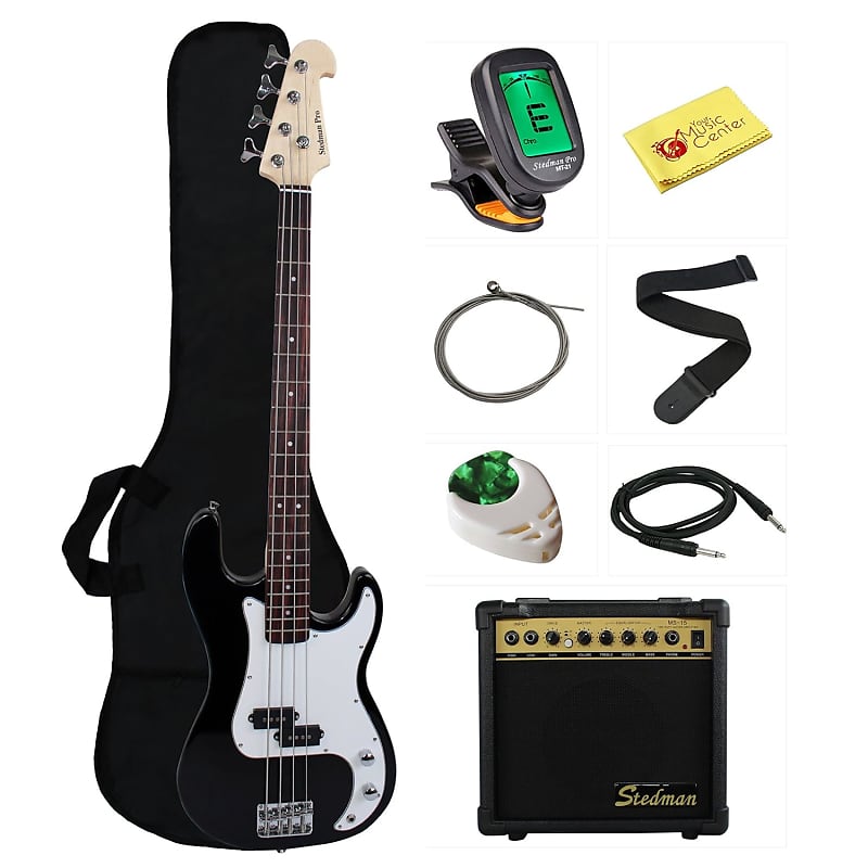 Beginner Series Bass Guitar Bundle with 15-Watt Amp, Gig Bag, | Reverb