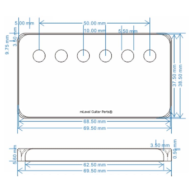 Stainless steel Humbucker Pickup Cover 50mm Pole Spacing, | Reverb