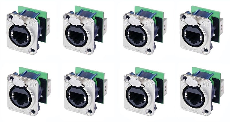 (8 PACK) NEUTRIK NE8FDP CAT 5/6 RJ45 Feed-Thru D Series Panel | Reverb