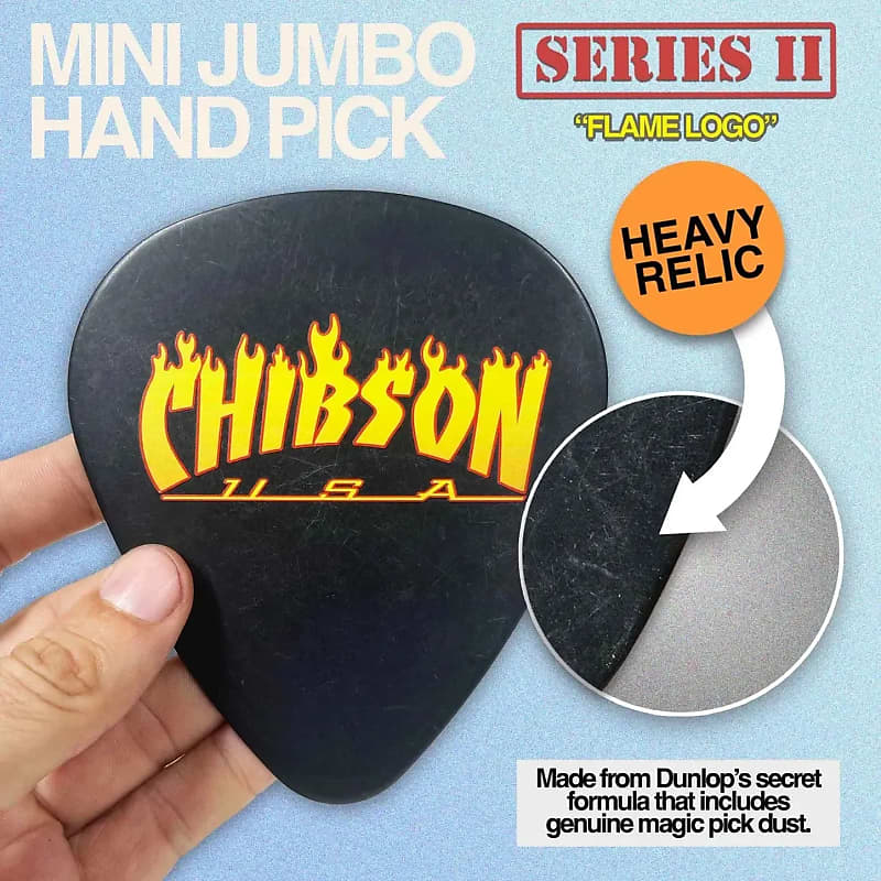 Chibson Flame Logo Mini Jumbo Pick | Heavy Relic | Reverb