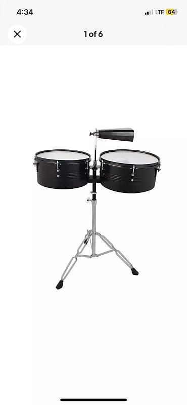 13" 14" Timbales Drum Set Percussion with Stand Cowbell | Reverb