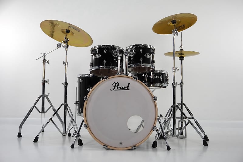 Pearl Export - Black - With Cymbals and Hardware | Reverb
