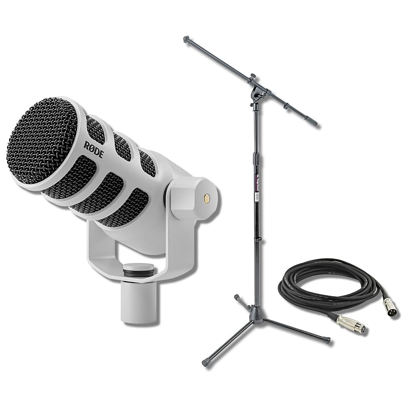 Rode PodMic USB Dynamic Broadcast Microphone (White) with | Reverb