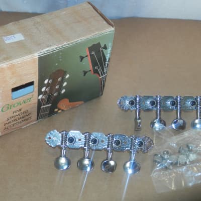 Grover 304C Chrome Mandolin Tuning Head Machines Set new old | Reverb