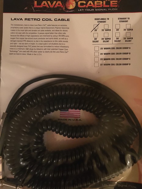 Lava Cable Retro Coil Instrument Cable - 20ft Straight to | Reverb