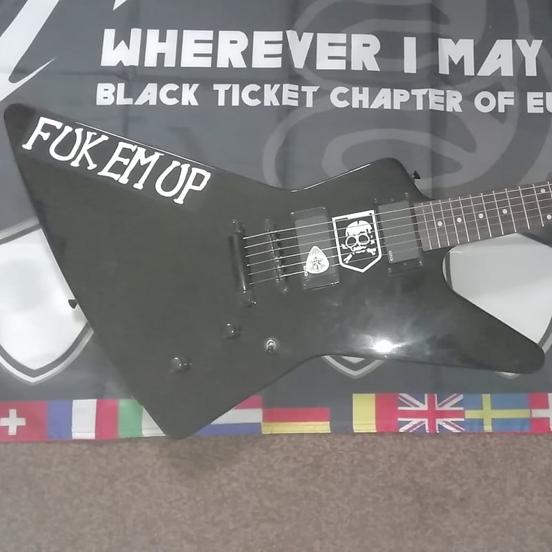 Guitar stickers Fuk Em Up vinyl decal plus Skull | Reverb