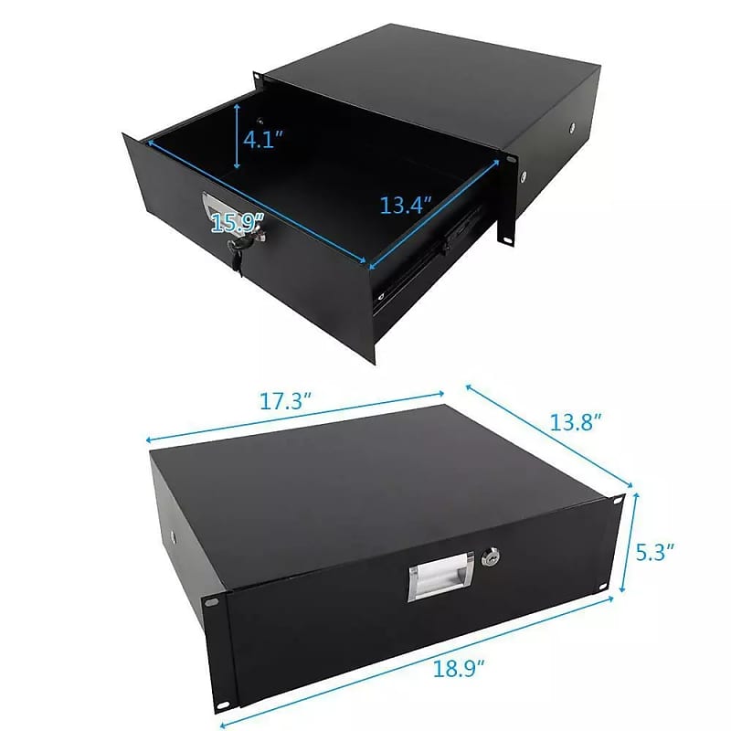 19 Inch Rack Mount 3U Locking Drawer Audio Dj Server Rack | Reverb