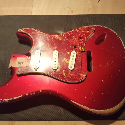 MJT Stratocaster body Candy Apple Red | Reverb
