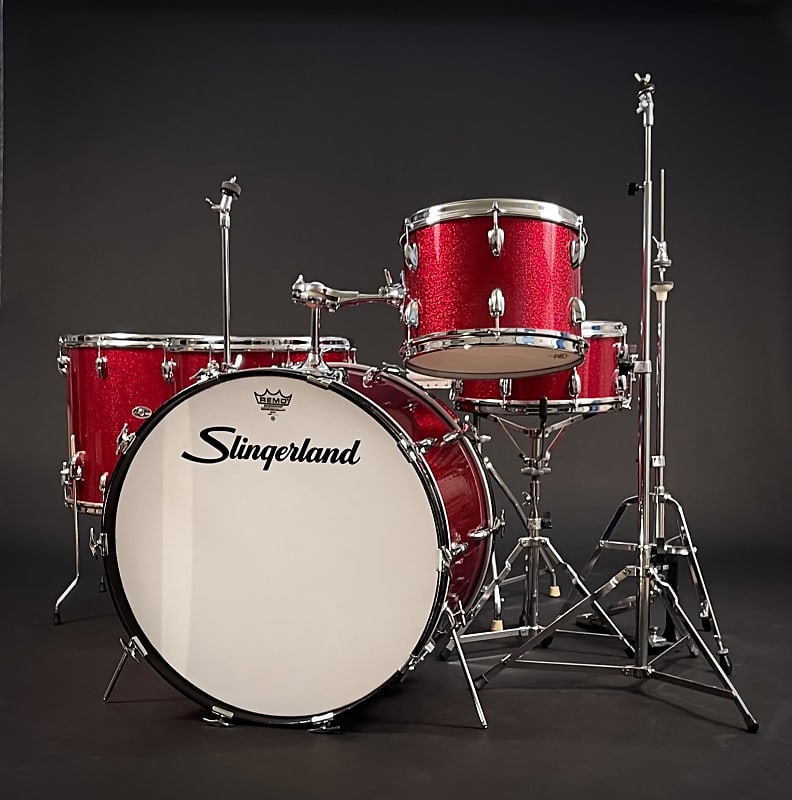 Vintage Mid to Late 70’s Slingerland Five Piece Rewrap Red | Reverb