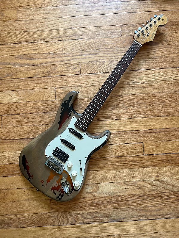 Partscaster Strat style Relic Sunburst | Reverb