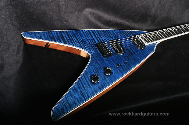 2 DAY SALE! Mayones Vidius 6 2014 Matte Blue Flying V Trans | Reverb