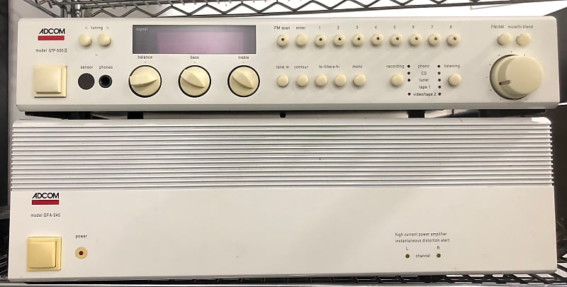 Adcom GFA - 545 + GTP - 500 II - Adcom White - Power and | Reverb