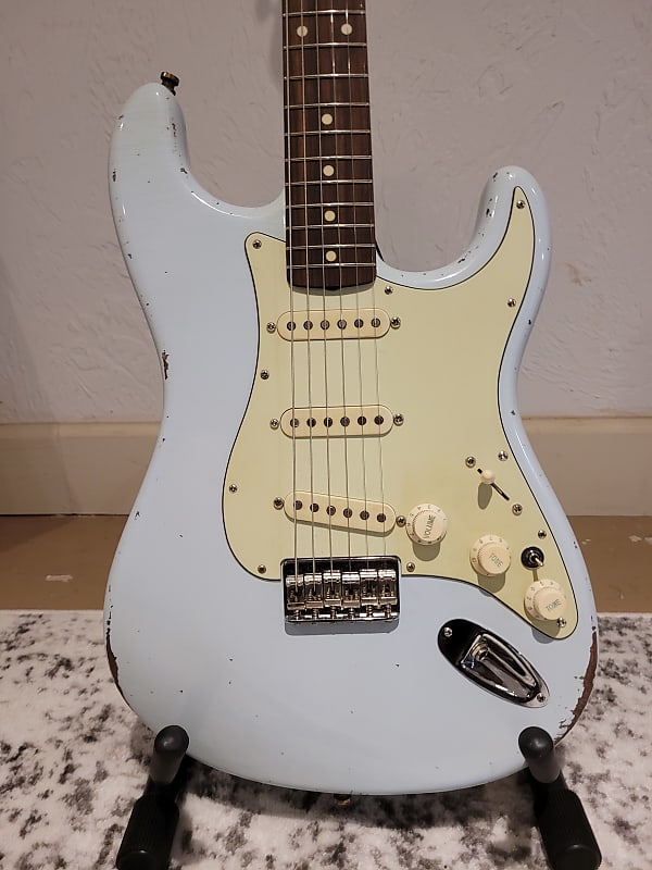 Custom Strat Partscaster Blue Nitro Light Relic Demeter MB2 & | Reverb