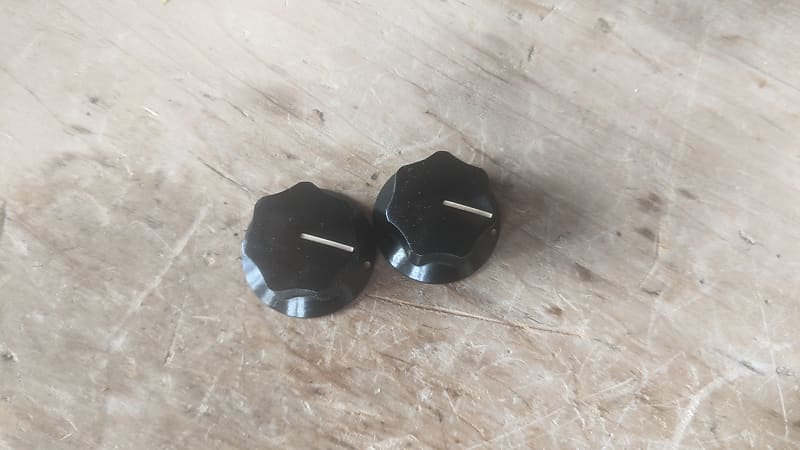Vintage 1960s set Fender black Mustang guitar control knobs | Reverb