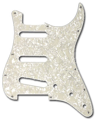 Fender strat pickguard Pearl White | Reverb