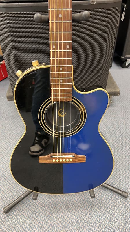 Epiphone Chet Atkins SST - Black w/ Custom Blue Cover | Reverb