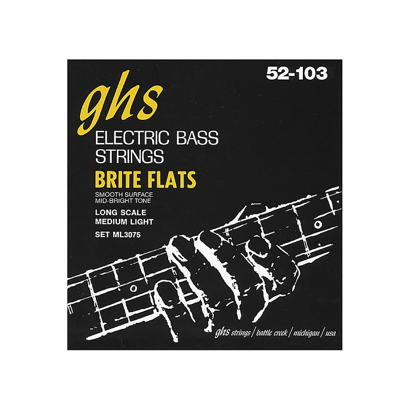 GHS Strings ML3075 Brite Flats GROUNDwound Electric Bass | Reverb