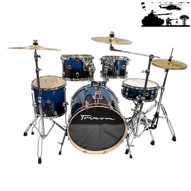 Trixon War Series 5 Piece Blue Fade Sparkle Drumset | Reverb