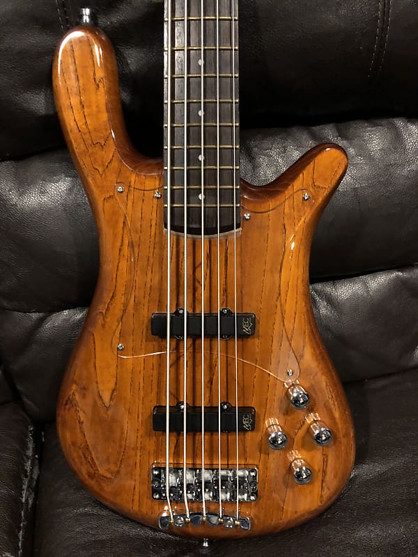 Warwick Masterbuilt Custom Shop Streamer CV 5 • Amber Stain | Reverb