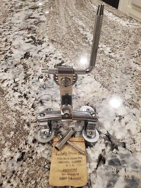 Ludwig Script Logo Rail Consolette Mount, Chrome, 1964 - VGC! | Reverb