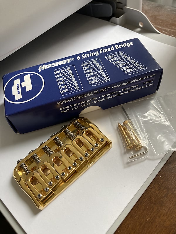 Hipshot Fixed bridge 0.125 gold 6 string | Reverb