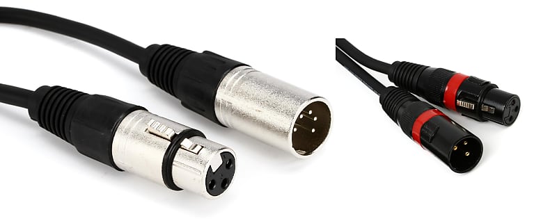 Hosa DMX-106 Male 5-pin DMX to Female 3-pin DMX Adapter Cable | Reverb