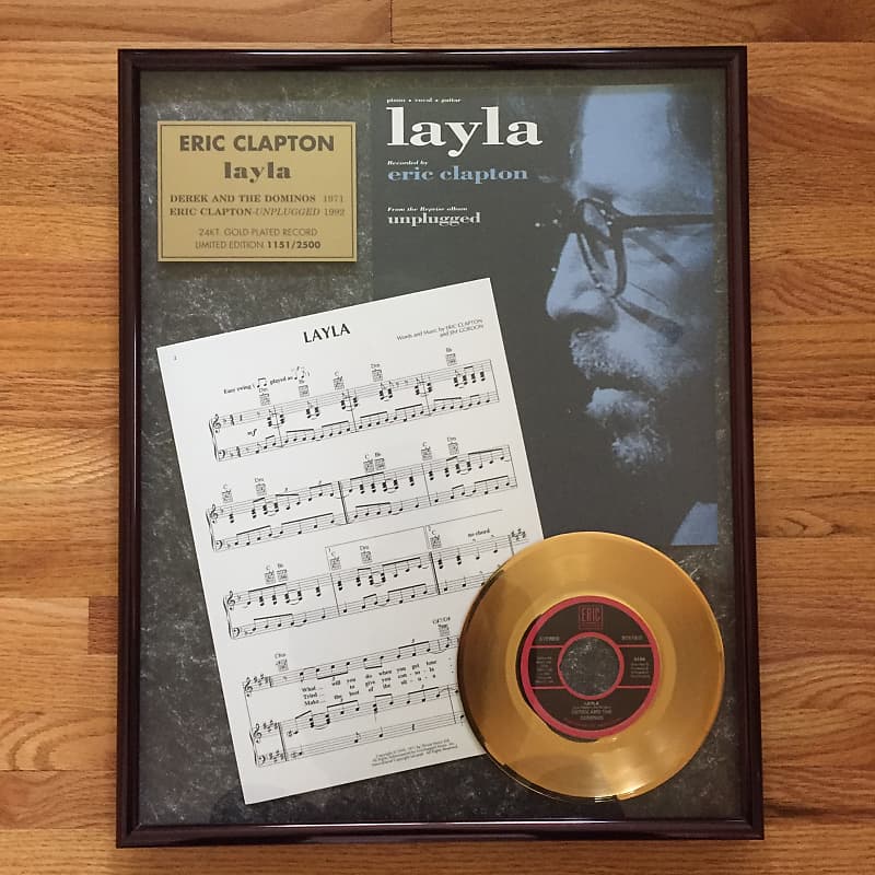 Rare Limited Edition Framed Eric Clapton "Layla" 24KT Gold | Reverb