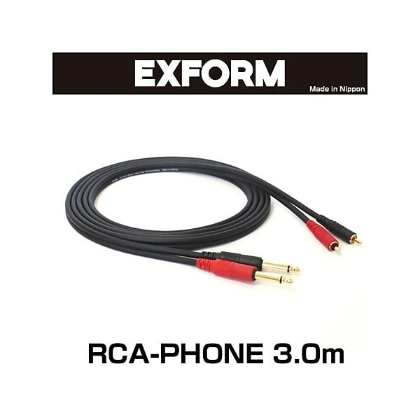 EXFORM STUDIO TWIN CABLE 2RP-3M-BLK (RCA-PHONE 1 pair) 3.0m | Reverb