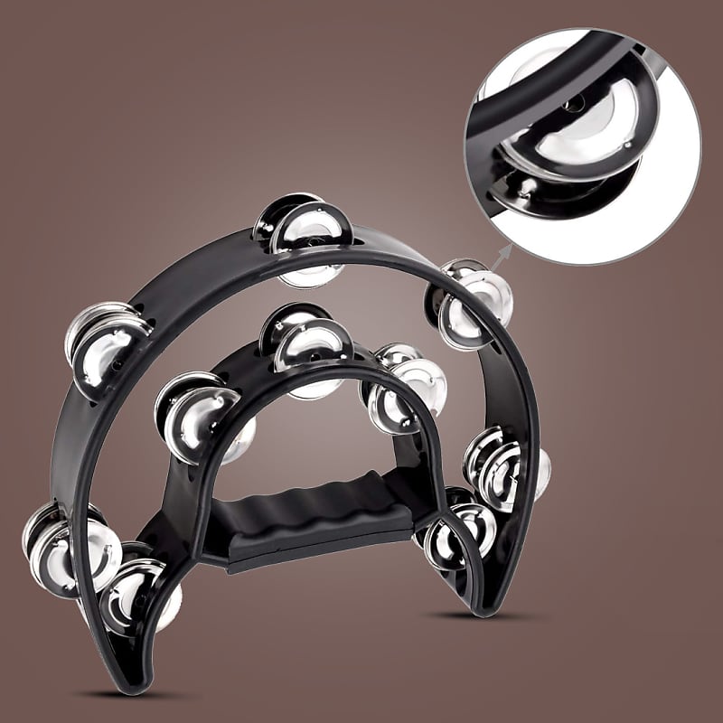 Double Row Tambourine,Metal Jingles Hand Held Percussion-Half | Reverb