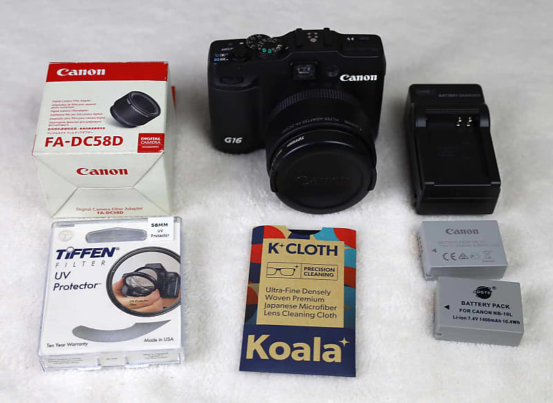 Canon G16 Compact Camera with Filter Adapter, UV Filter, 3x | Reverb