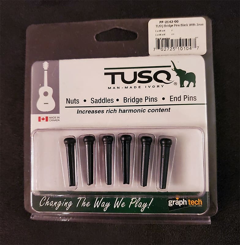 Graph Tech TUSQ- PP-2182-00-Guitar Bridge Pins-Black with 2mm | Reverb