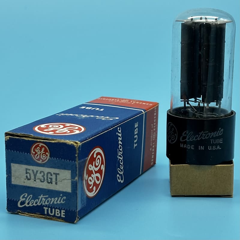 1953 General Electric 5Y3GT Vintage GE Black Plate Halo | Reverb