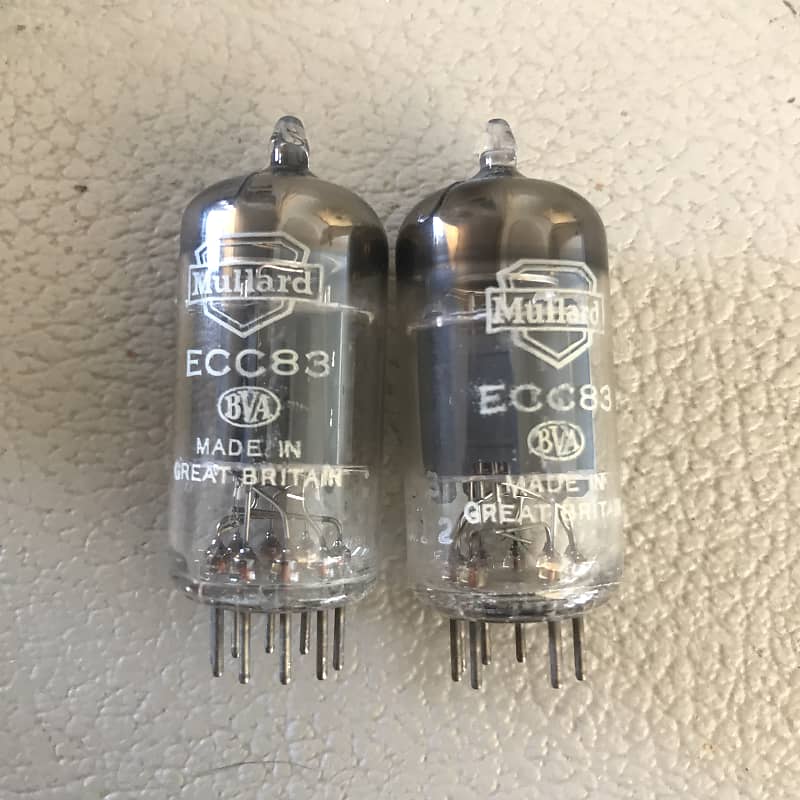 Pair of 2x matching ECC83 / 12AX7 mullard preamp valves - | Reverb