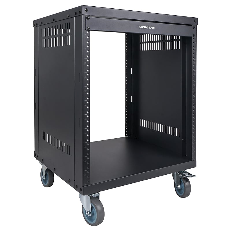 STRK-M12U | 12U Universal Steel Rack, w/ 3" Locking Casters, | Reverb