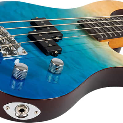 Flight Mini Bass (TBL) Solid Body Transparent Blue New - | Reverb