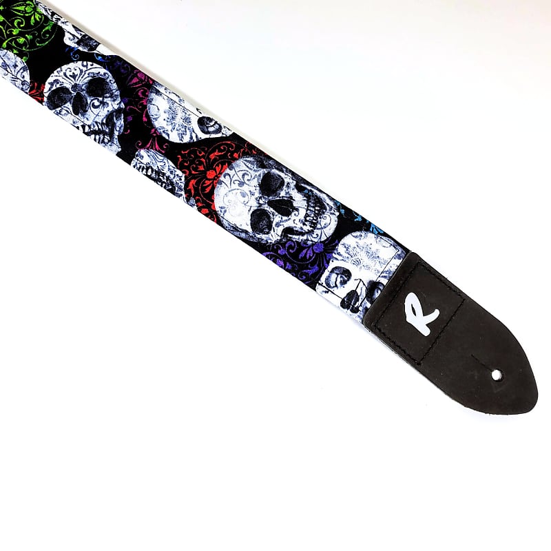 Colorful Skulls Guitar Strap - Beautiful Colorful Skull | Reverb