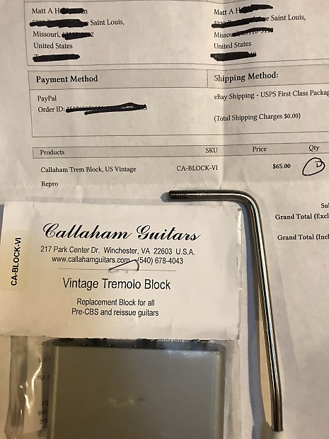 Callaham Vibrato/Tremolo Replacement Block - Mexican Standard | Reverb