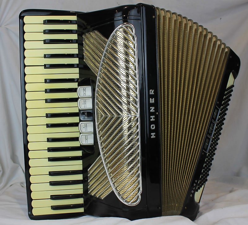 7079 - Black Hohner Polka Piano Accordion LMM 41 120 | Reverb