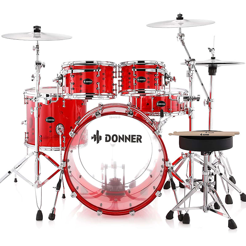 (Accept Offer) Donner DDS-1000 Crystal 22-inch 5-Drum Set for | Reverb