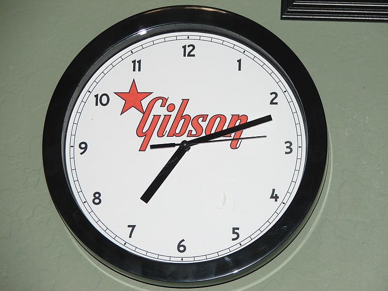 Gibson Studio wall.clock ..9" diameter...silent sweep...Black | Reverb