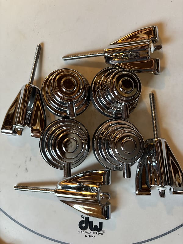 DW Collectors Chrome bass drum lugs and claws (4) | Reverb