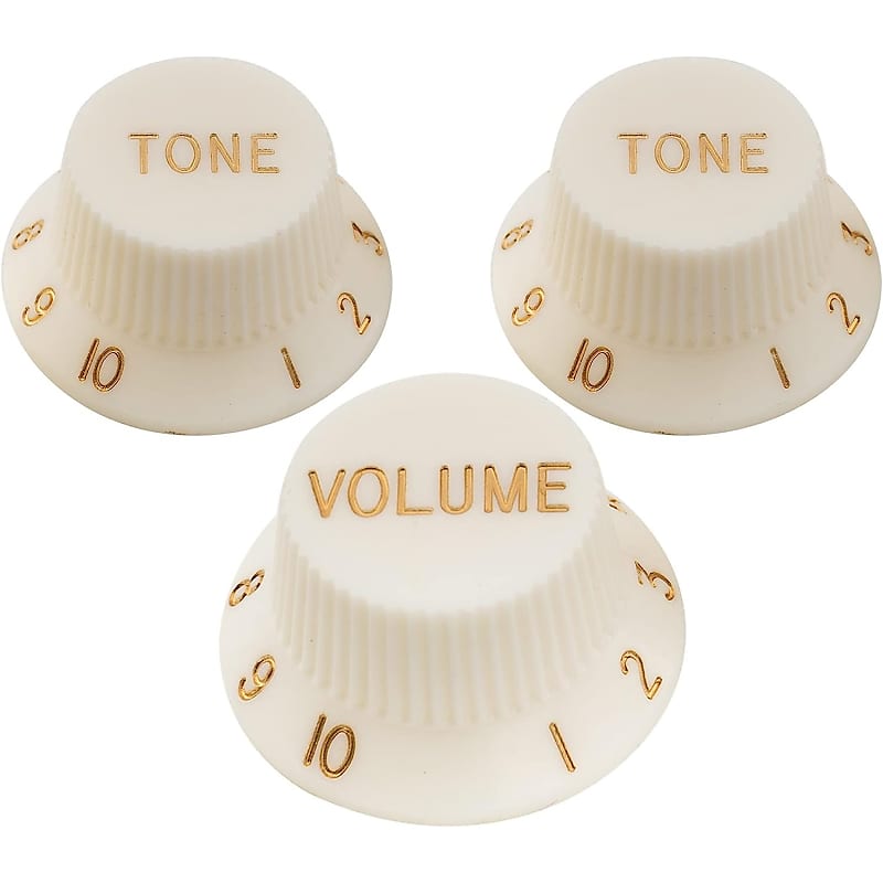 Aged White Metric 1 Volume 2 Tone Strat Style Knobs Set for | Reverb