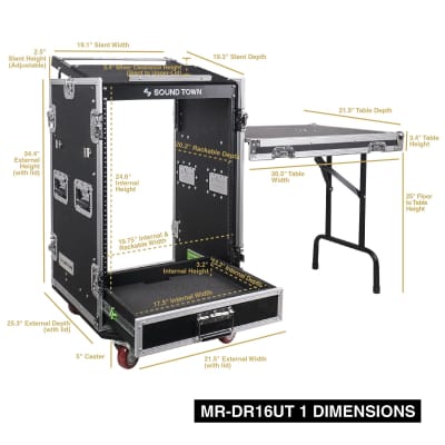 MR-DR16UT | 16U PA DJ Pro Audio Rack/Road ATA Case w/ 2U | Reverb