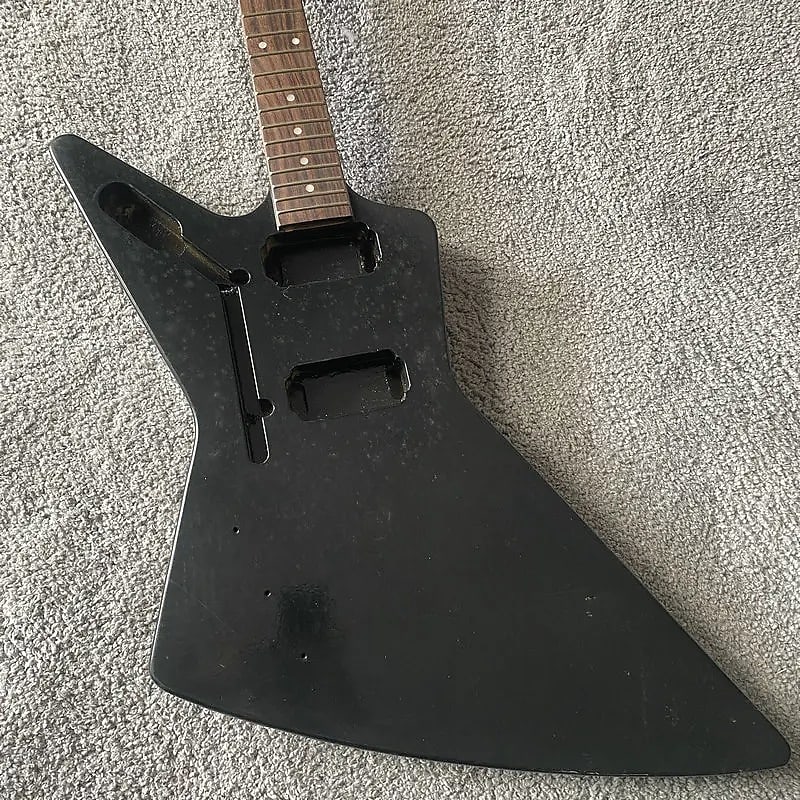 Black Left Handed Explorer Style Guitar Body with Maple | Reverb UK